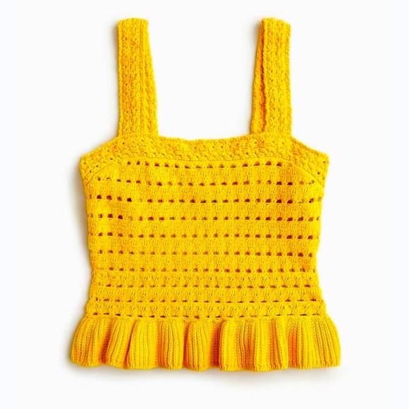 J. Crew | Tops | Jcrew Small Crochet Ruffle Sweater Tank Solar Yellow ...